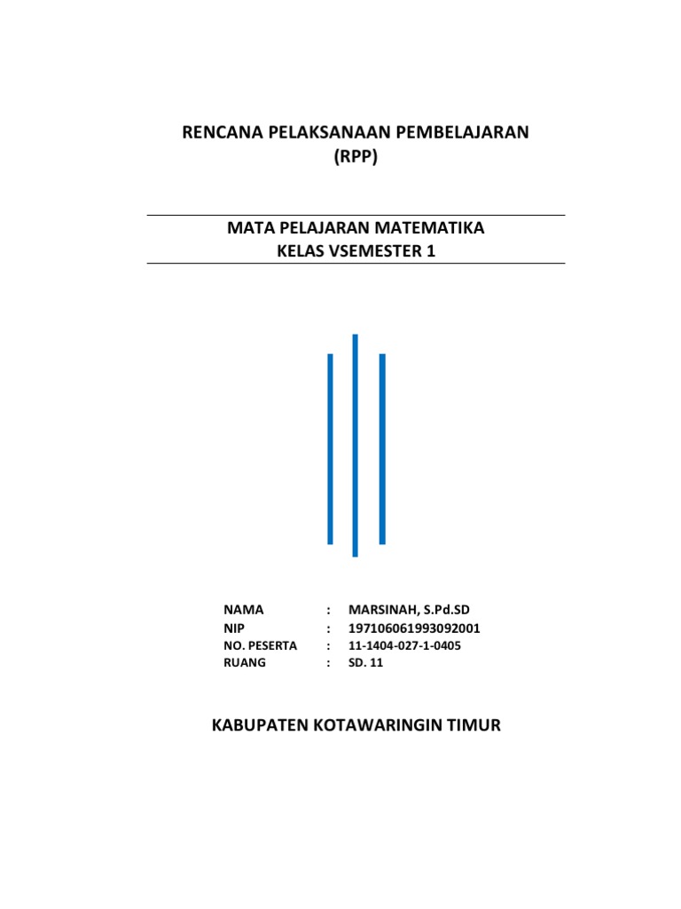 Sampul RPP Matematika Kelas 5 Semester 1 | PDF