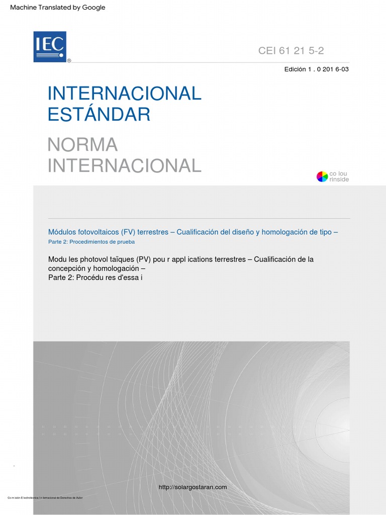 Iec 61215 2 2016pdf | PDF | Comisión Electrotécnica Internacional ...