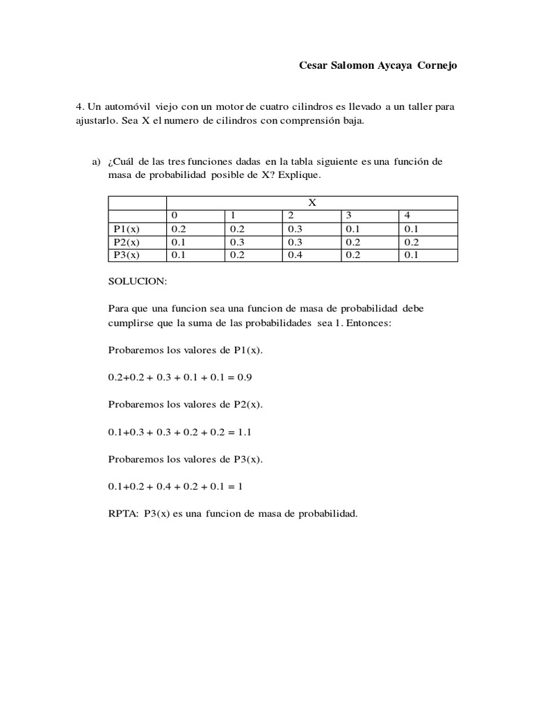 Practica 2 Variable Aleatoria Ejercicio4 | PDF