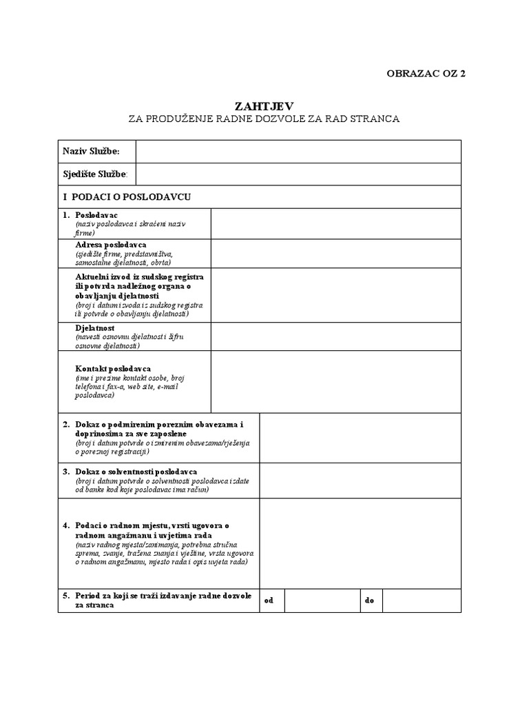 Obrazac Oz 2 | PDF
