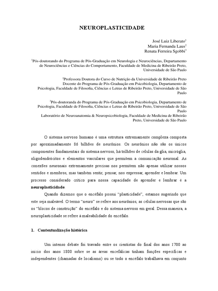 (Texto) Neuroplasticidade | PDF | Neuroplasticidade | Cérebro