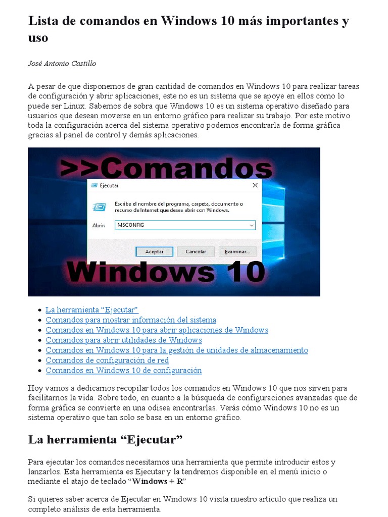 Lista Comandos W10 | PDF | Windows 10 | Microsoft Windows