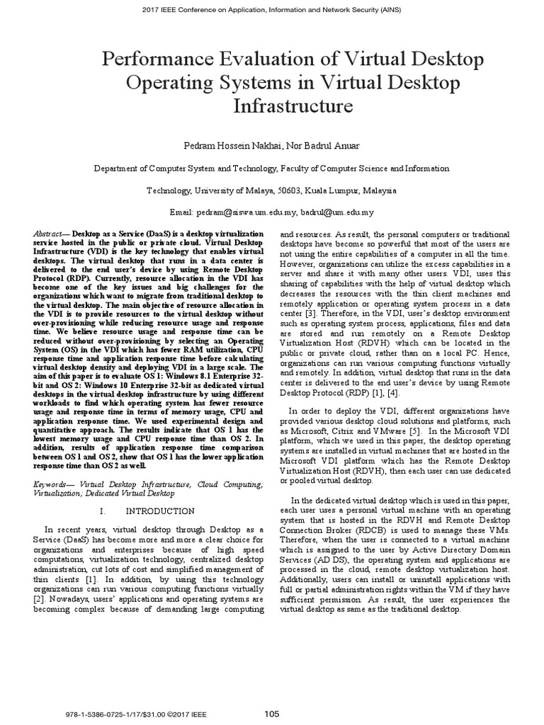 5-Performance Evaluation of Virtual Desktop | PDF | Desktop Virtualization | Virtualization
