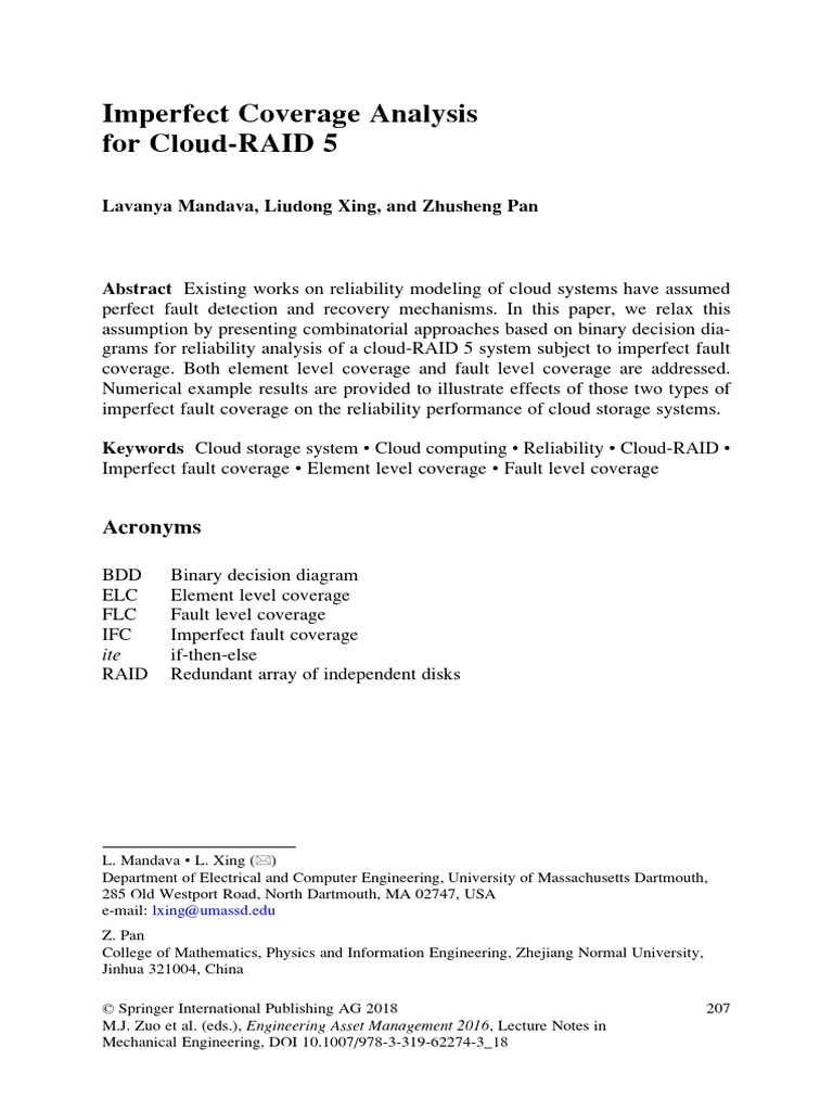 8-Imperfect Coverage Analysis For cloud-RAID 5 | PDF | Computer Engineering | Computer Science