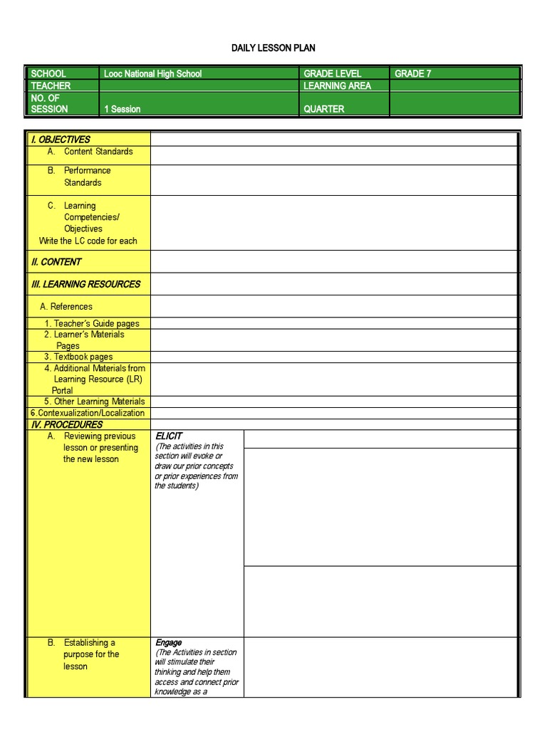 COT Template | PDF | Learning | Pedagogy