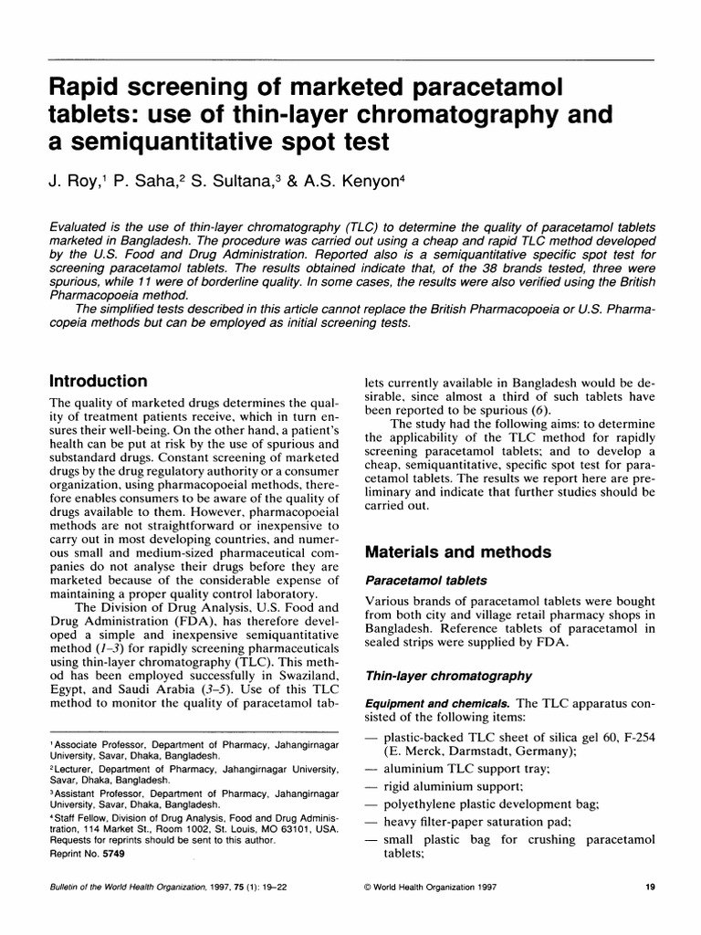 Paracetamol 1 | PDF | Thin Layer Chromatography | Analytical Chemistry