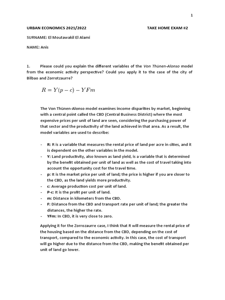 2 Take Home Exam 2 Solution | PDF | Real Estate Economics | Economics