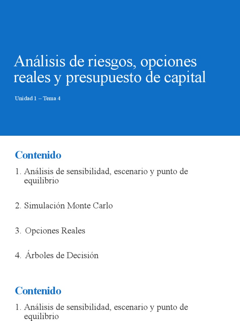 Tema 4 - Análisis de Riesgos y Presupuesto de Capital | PDF | Análisis de sensibilidad | Opción ...