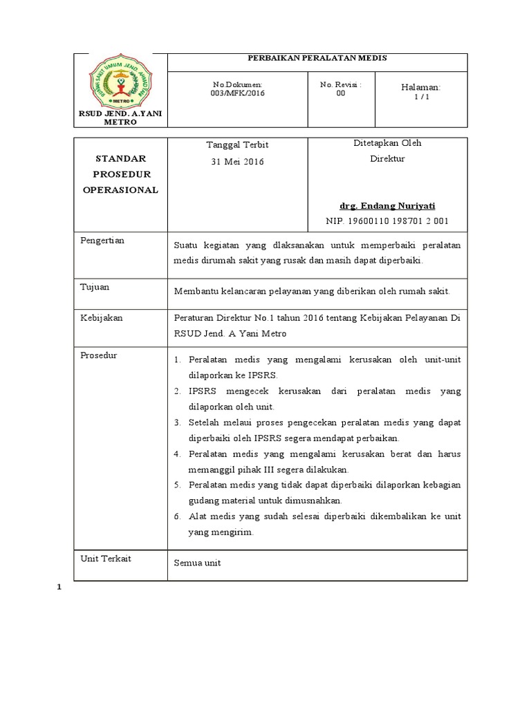 Perbaikan Peralatan Medis Pdf
