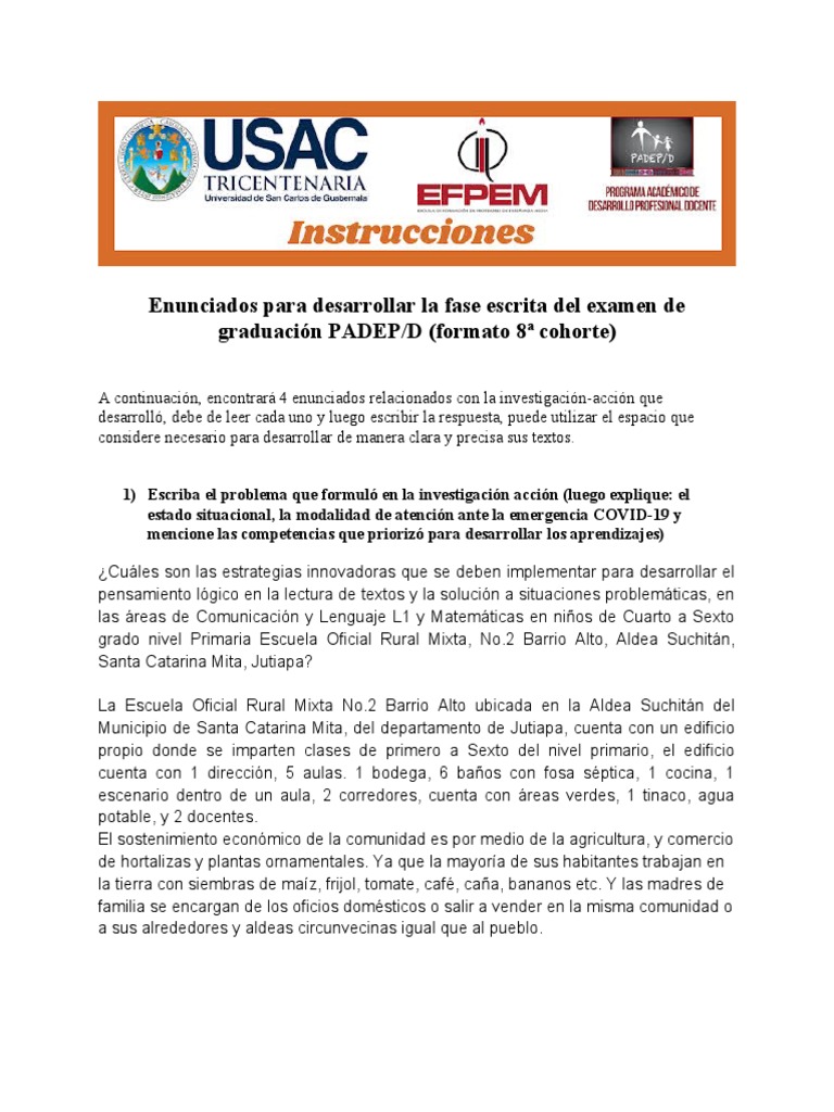 Enunciados PADEP | PDF | Aprendizaje | Método de enseñanza