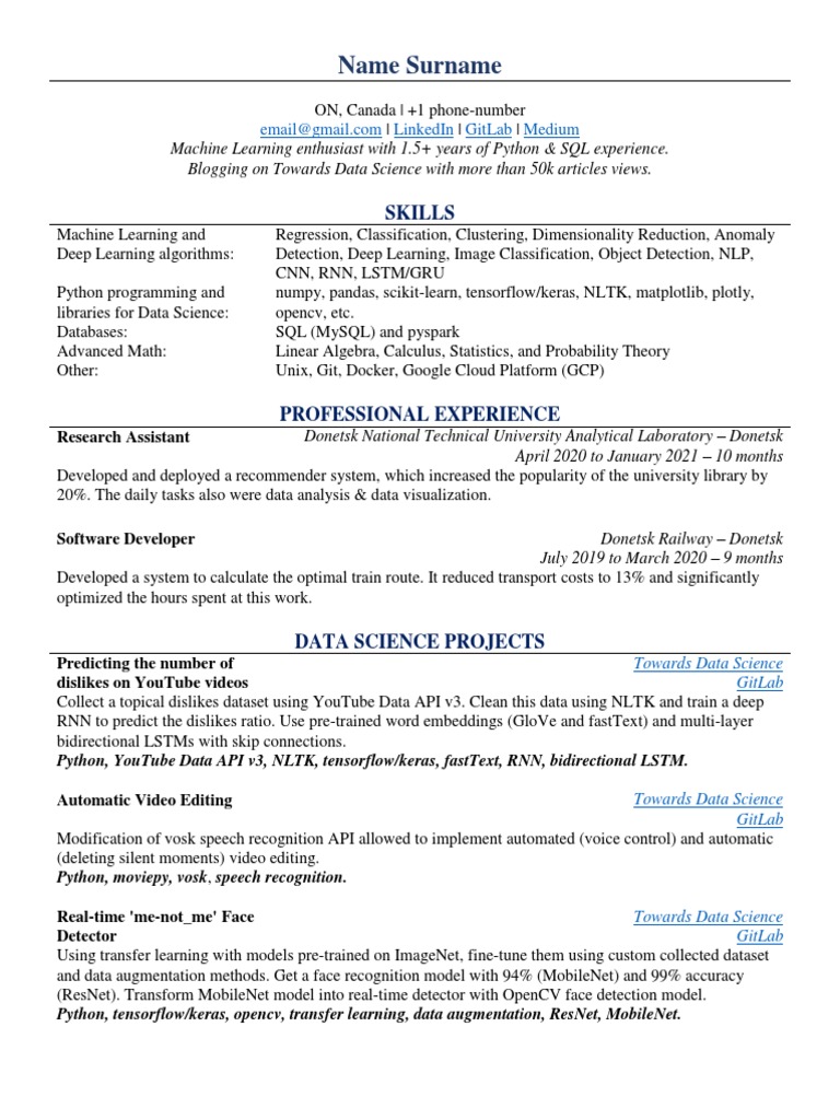 ML Resume First Job | PDF | Machine Learning | Deep Learning
