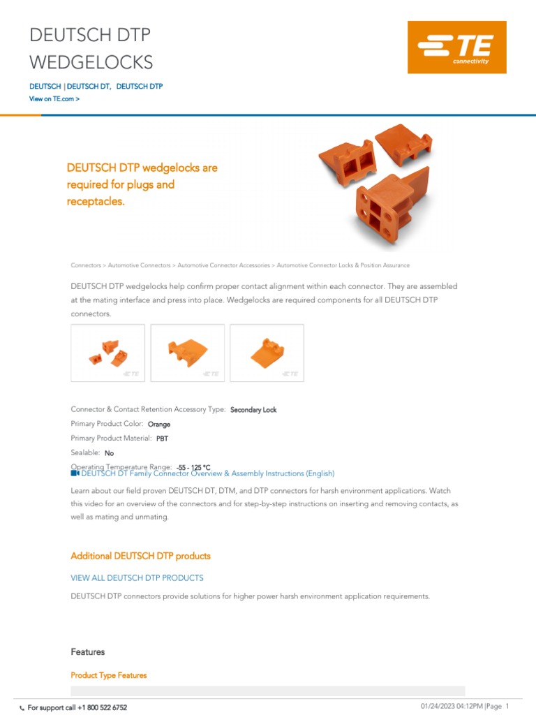 DEUTSCH DTP Wedge Locks Overview | PDF | Electrical Connector | Electricity