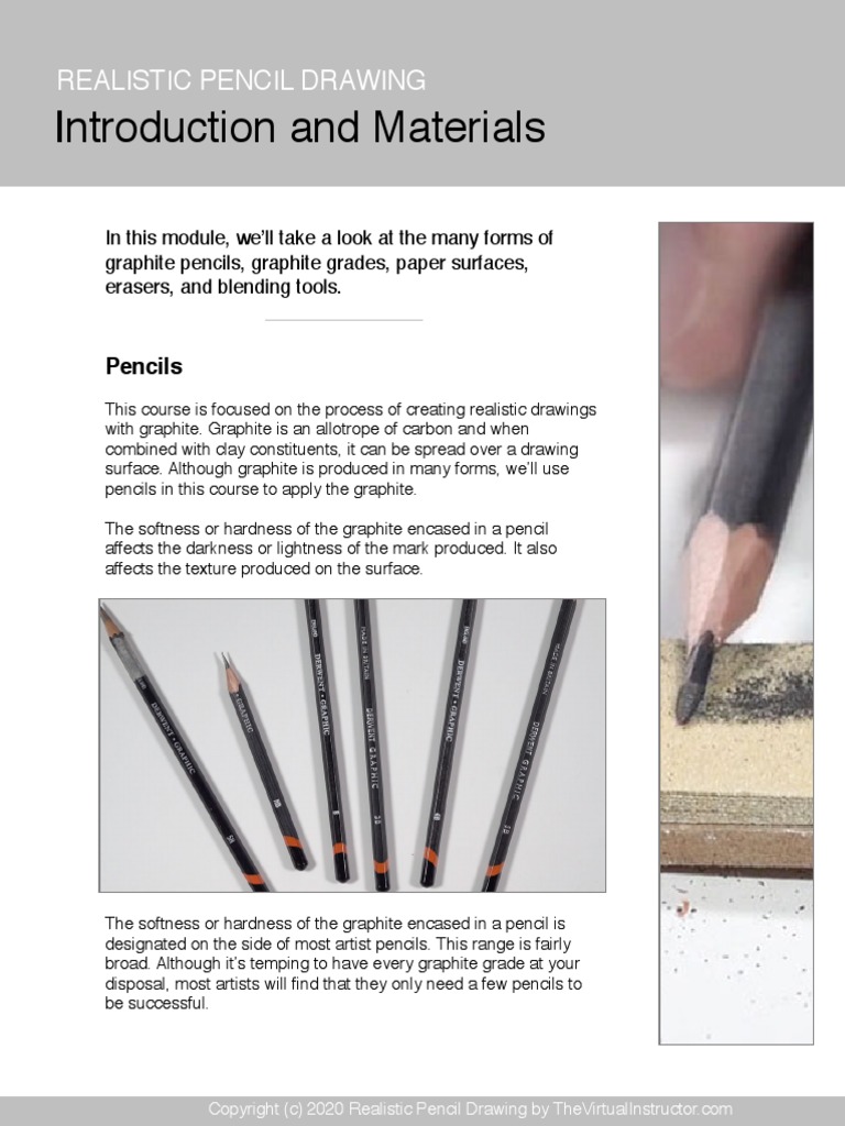 Realistic Pencil Drawing Module 1 Pencils Paper | PDF | Pencil | Drawing