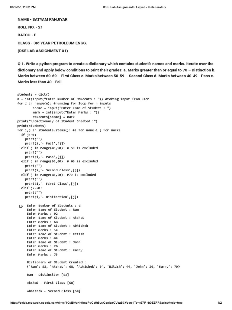 DSE Lab Assignment 01.ipynb | PDF | Applied Mathematics | Computer Science DSE Lab Assignment 01.ipynb | PDF | Applied Mathematics | Computer Science