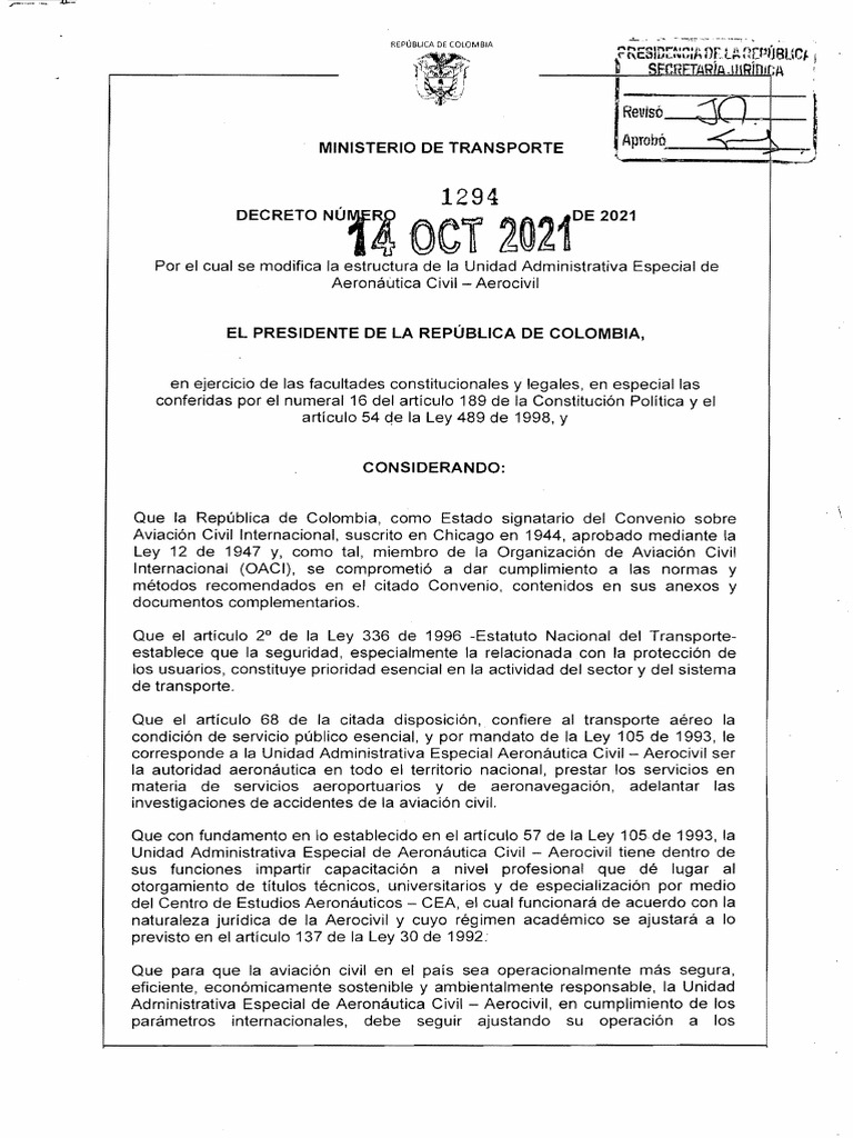Decreto 1294 Del 14 de Octubre de 2021 | PDF | Planificación