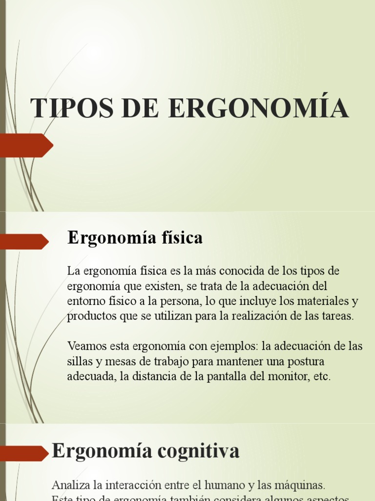 Tipos de Ergonomía | PDF