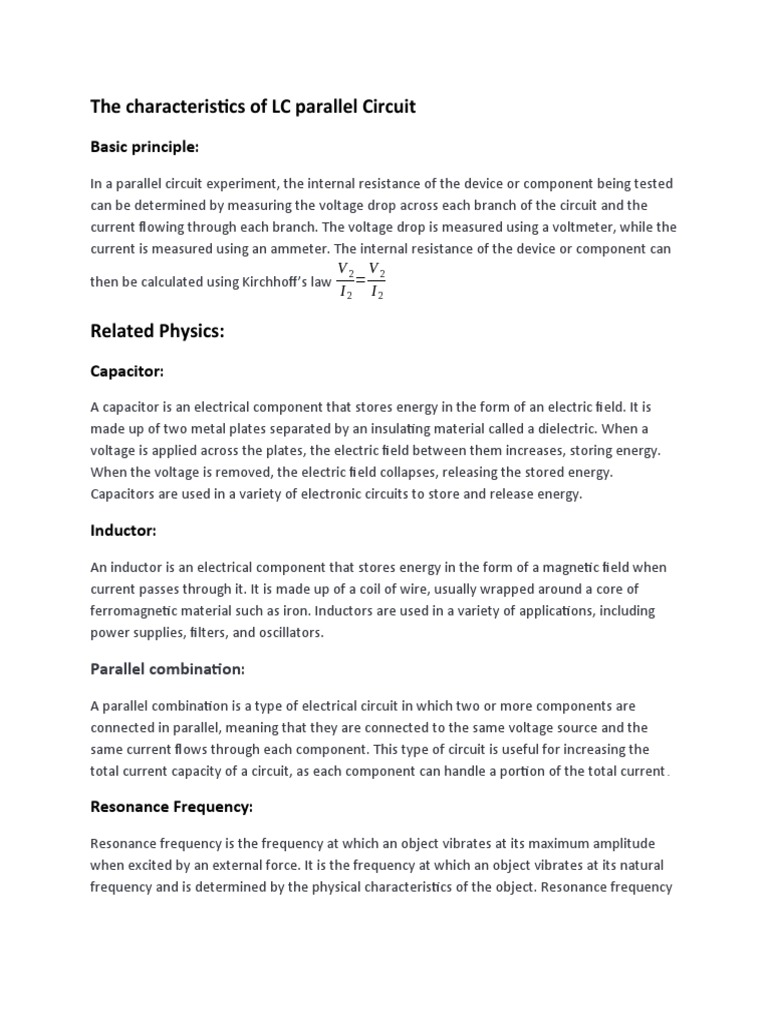 Measure Resonance in an LC Parallel Circuit | PDF | Inductor | Capacitor