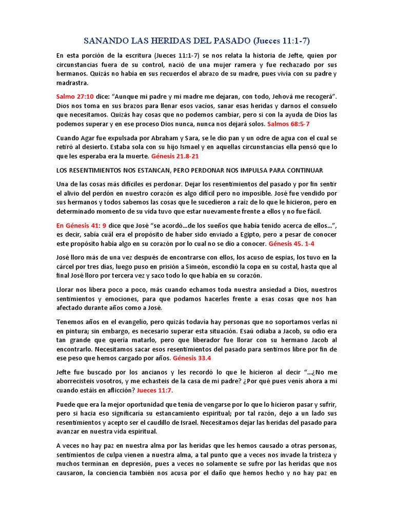 Predica Jovenes 06-08 Sanando Las Heridas Del Pasado | PDF | Jacob | Ismael