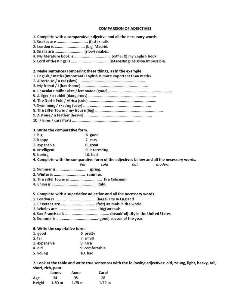 Comparative and Superlative Adjectives Guide | PDF | Adjective