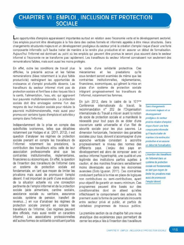 Emploi Informel et Protection Sociale en Côte d'Ivoire | PDF ...