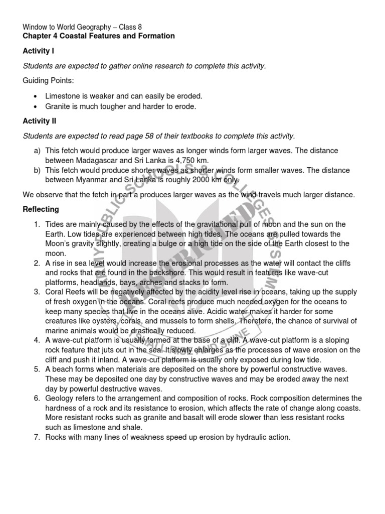 Ch4 Coastal Feautures and Formation Answer Key | PDF | Erosion | Oceans