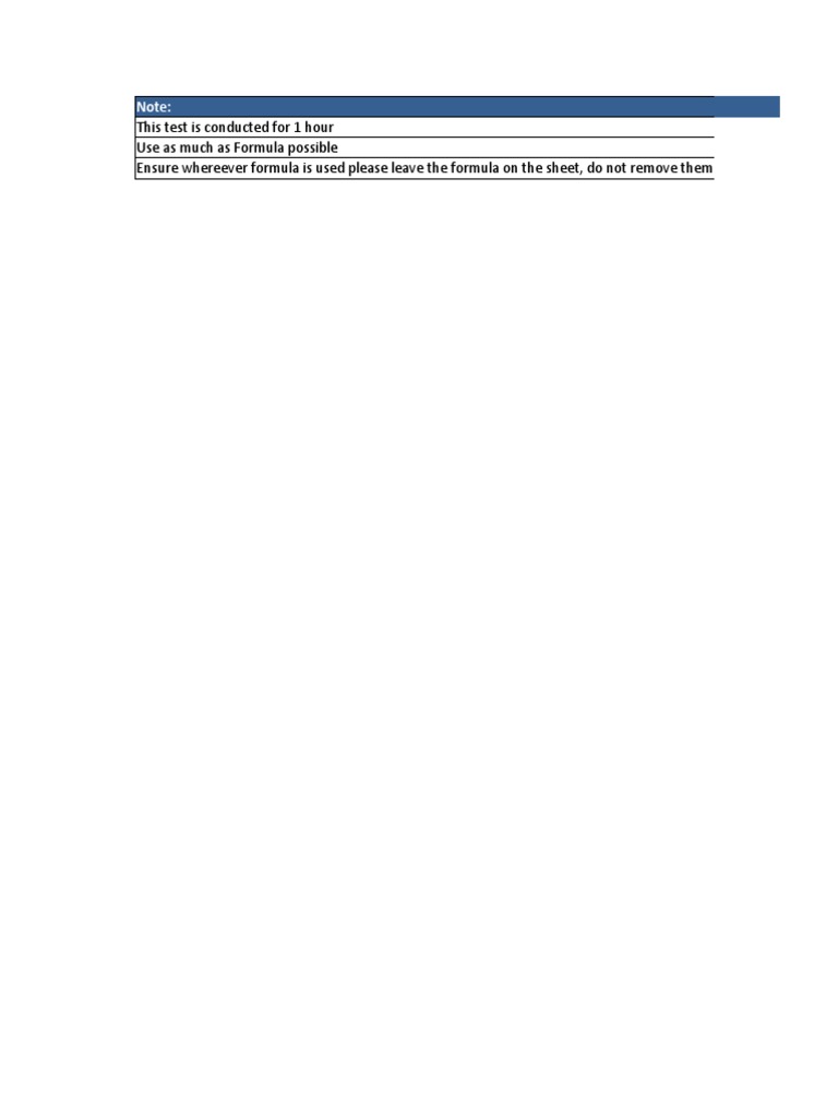 MIS Excel Test (SPE) - Template | PDF
