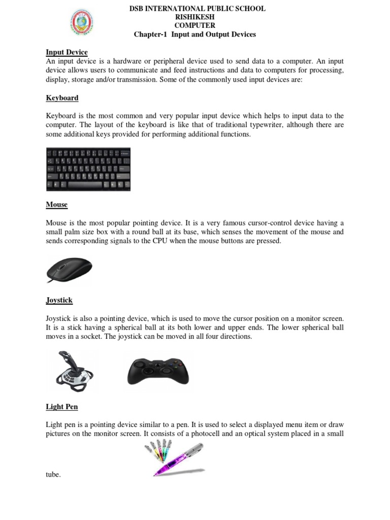 Input & Output Worksheet | PDF | Printer (Computing) | Computer Monitor