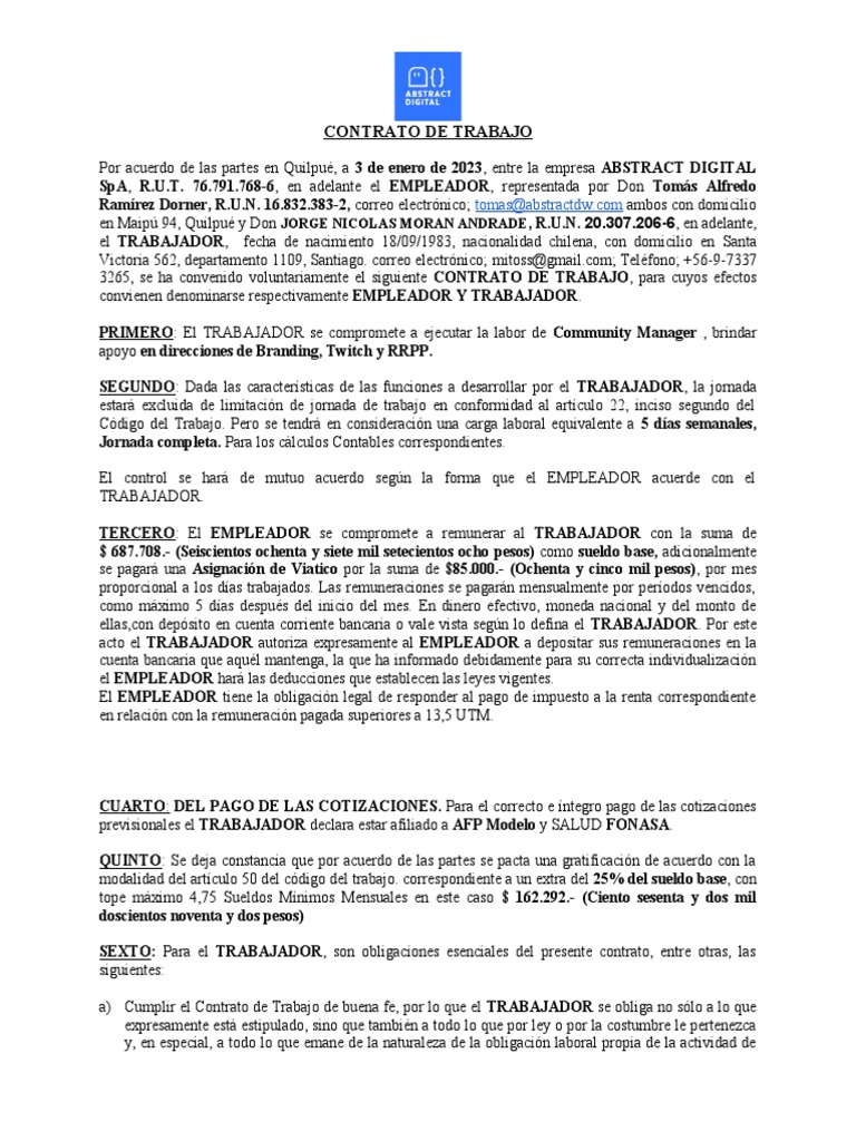Contrato TIPO | PDF | Información | Economias