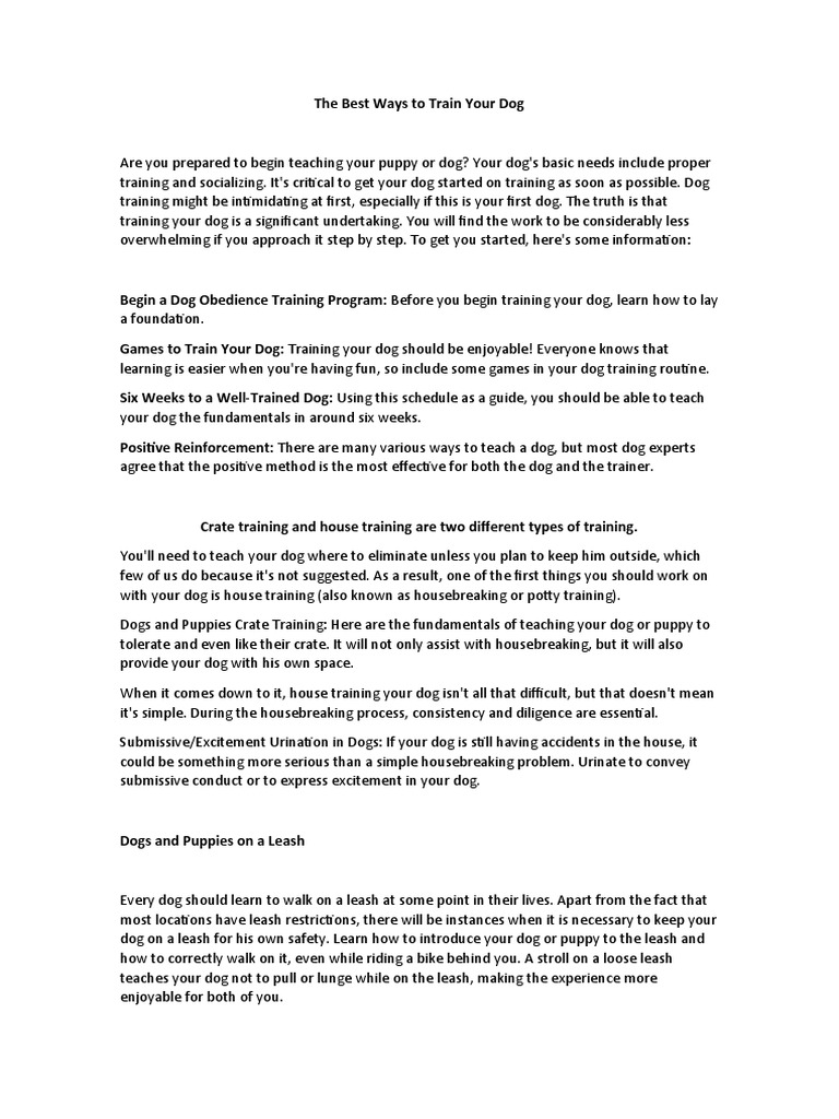 The Best Ways To Train Your Dog | PDF | Dog Training | Dogs
