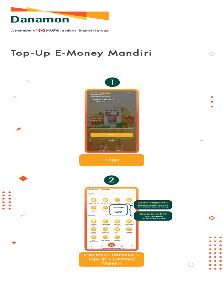 Tutorial Top Up EMoney Bank Mandiri IND VER | PDF