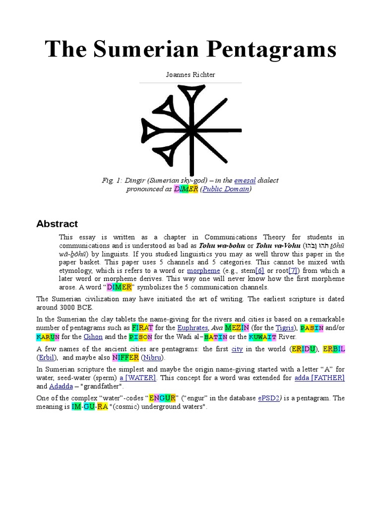 The Sumerian Pentagrams | PDF | Linguistics