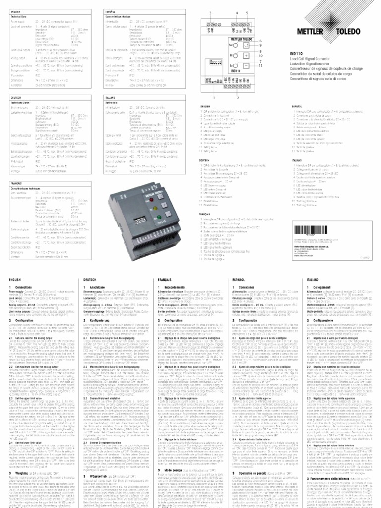 Mettler Toledo IND110 Operating Instruction - Manualzz | PDF