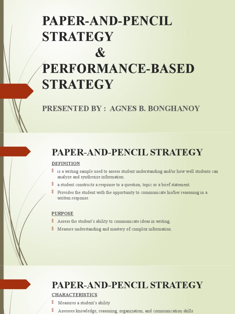 Paper-and-Pencil Assessment Strategies | PDF | Educational Assessment ...