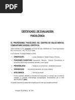 MODELO CERTIFICADOs PSICOLÓGICO DE SALUD MENTAL | PDF | Relaciones personales, crianza y ...