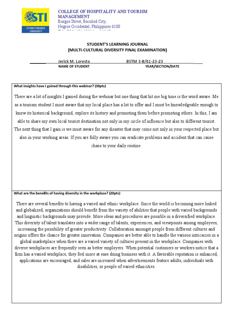 Multi Cultural Final Exam | PDF | Multiculturalism | Cultural Diversity