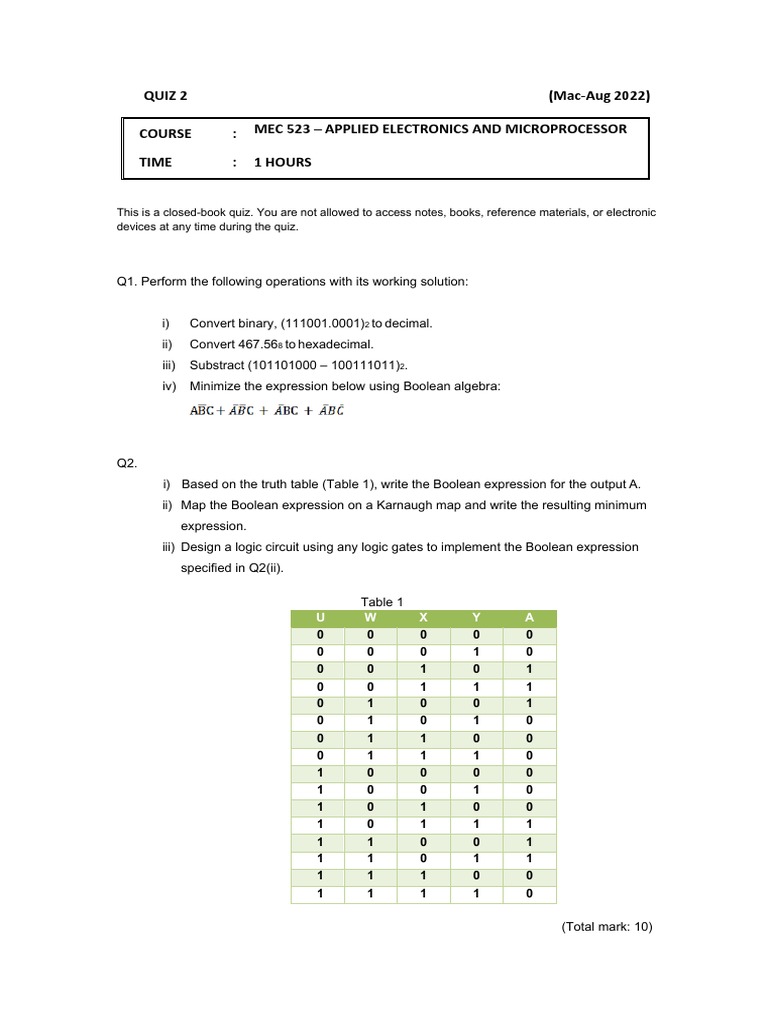 QUIZ 2 MEC523 Mac-Aug 2022 Question | PDF