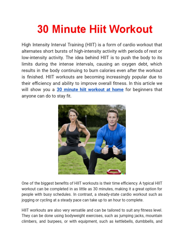 30 Minute Hiit Workout | PDF | High Intensity Interval Training | Physical Fitness