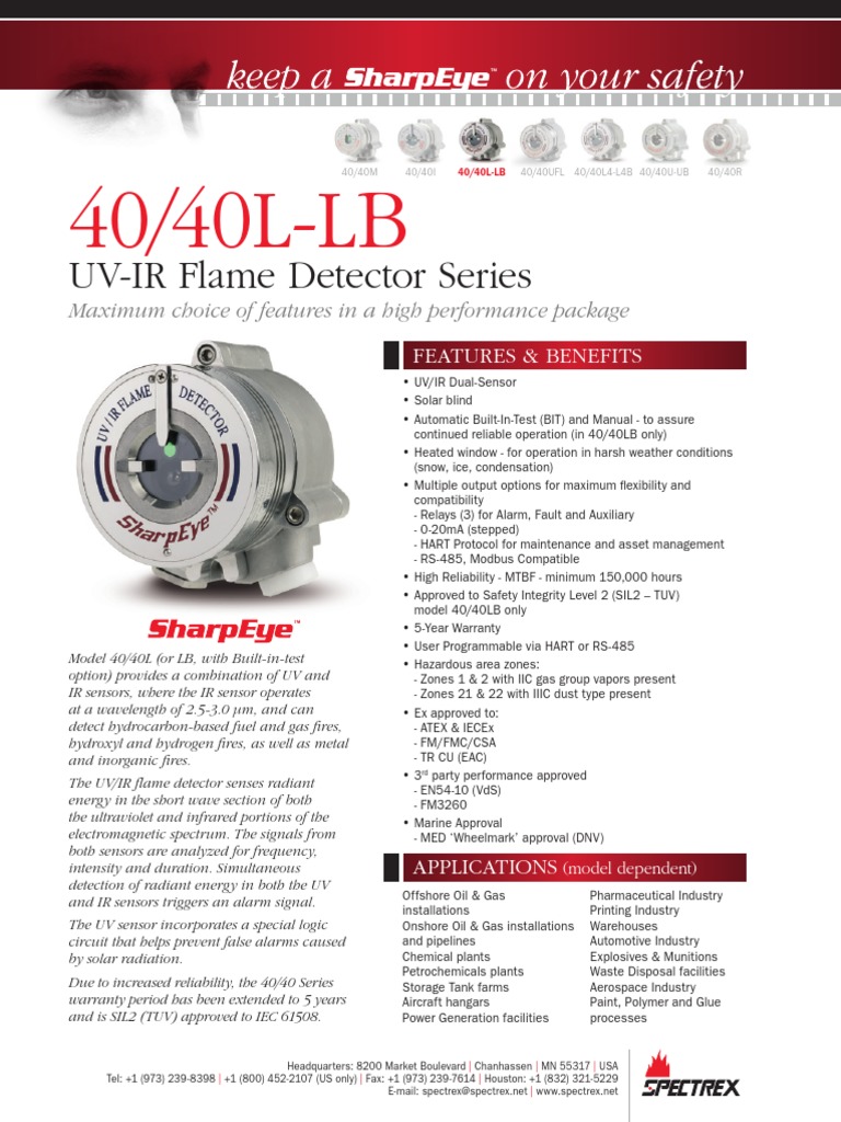 Product Data Sheet 40 40l LB Uv Ir Flame Detector Series Spectrex en Us ...