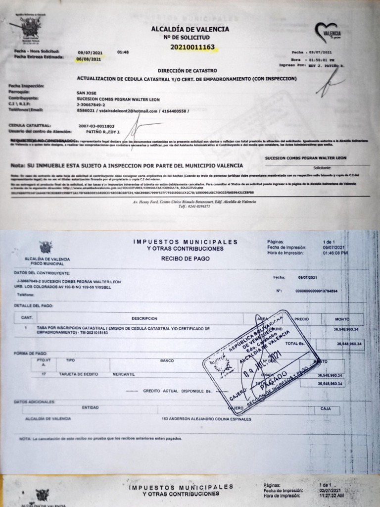 Cedula Catastral e Impuestos Municipales | PDF