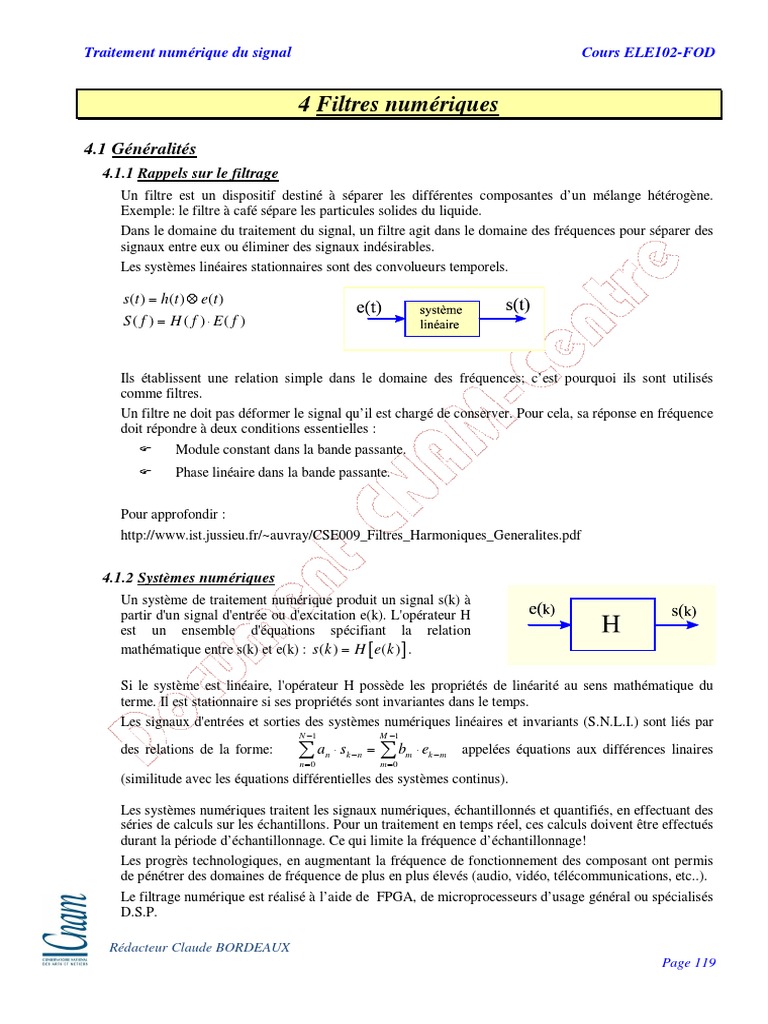 Filtres Numériques en Traitement de Signal | PDF | Filtre (électronique ...