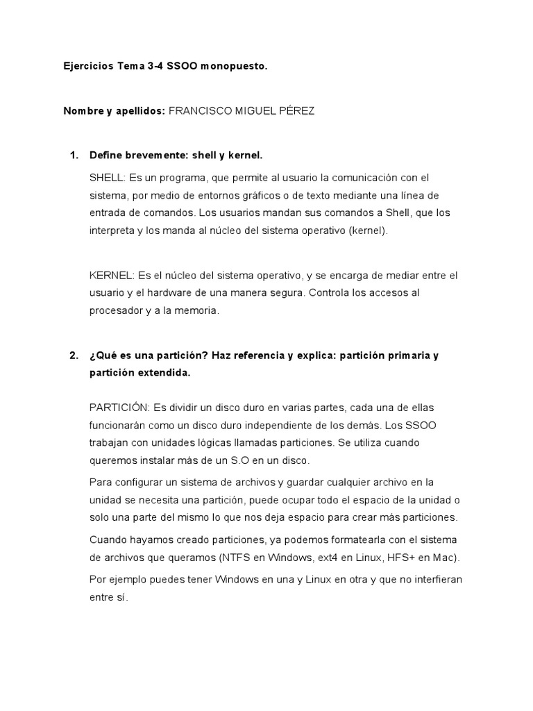 Ejercicios Temas 3-4 Ubuntu Ssoo Mono Francisco Miguel Pérez | PDF | Archivo de computadora ...