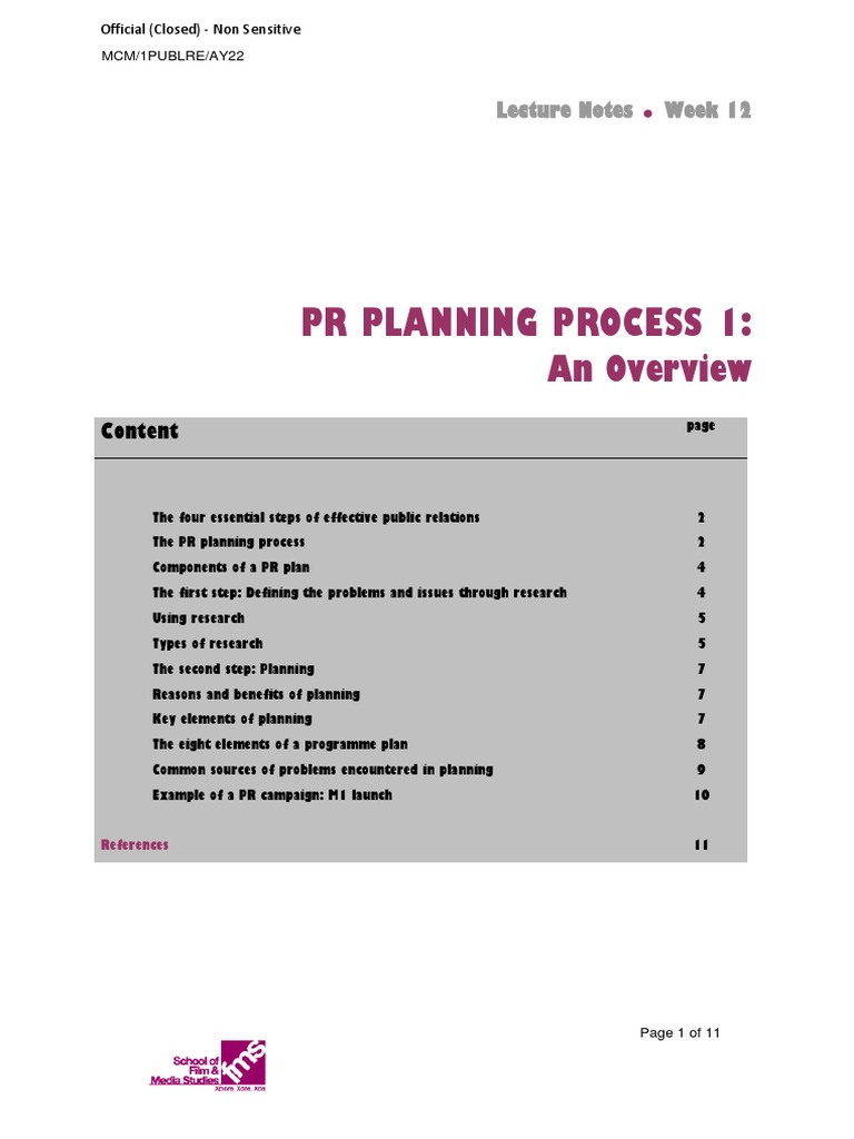 PR WK 12 Notes PR Planning I | PDF | Public Relations | Evaluation