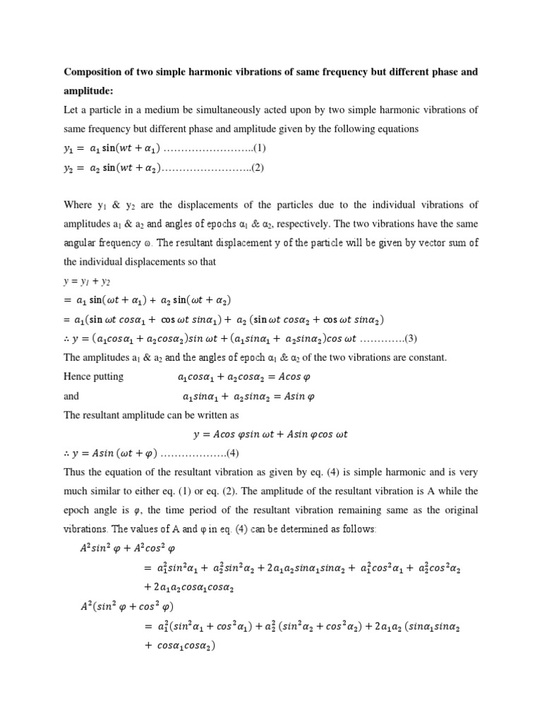 Composition of Two Simple Harmonic Vibrations - CE 21 | PDF | Ellipse ...