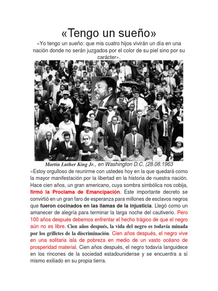 Discurso "Tengo un sueño" de Martin Luther King | PDF