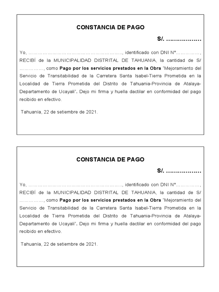 Constancia de Pago | PDF