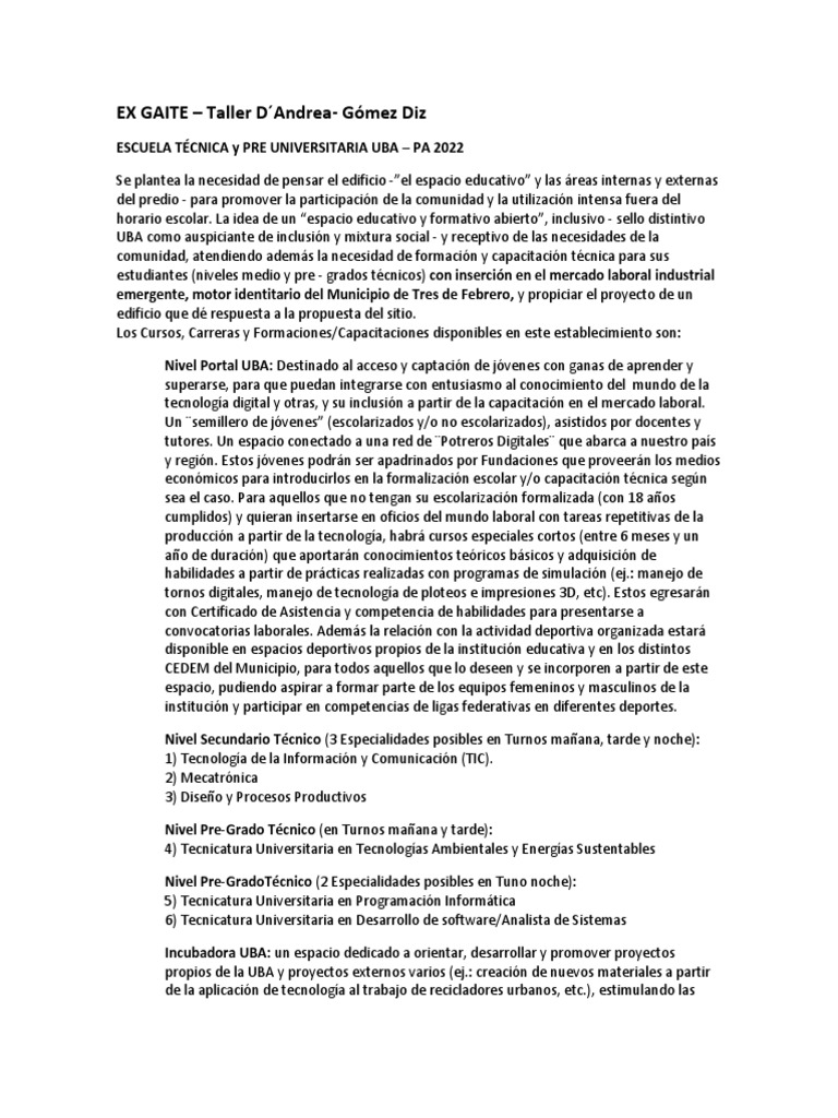 Espacio Educativo Inclusivo UBA 2022 | PDF | Laboratorios | Software