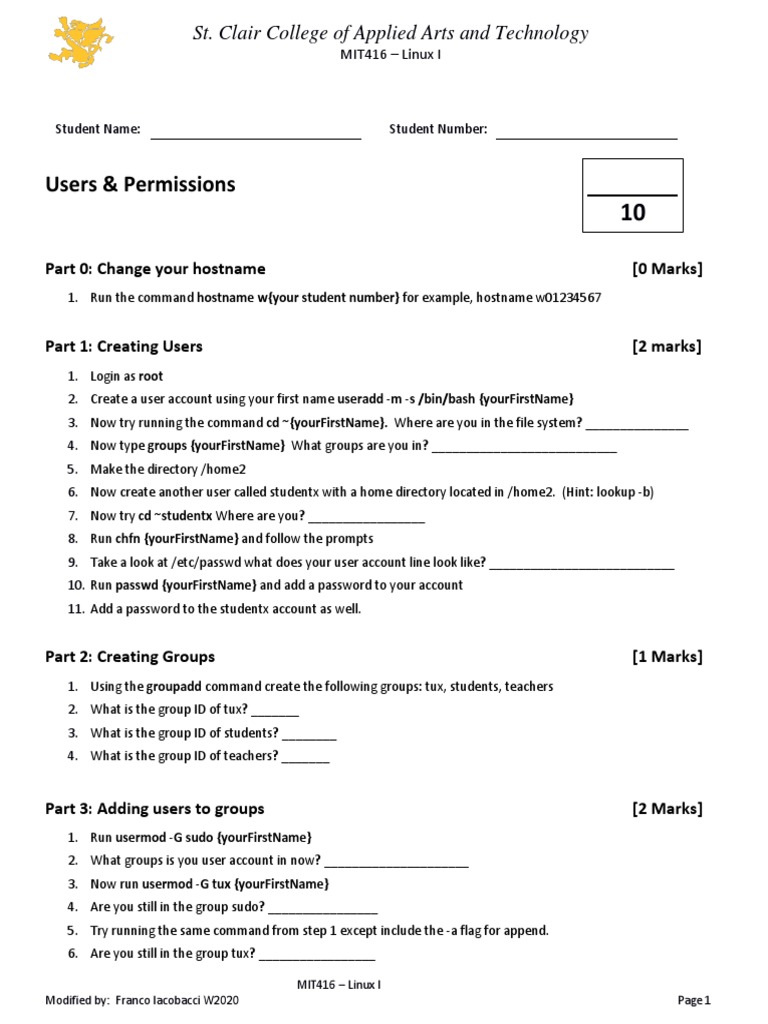 Lab 5 Users And Permissions Pdf Directory Computing Sudo