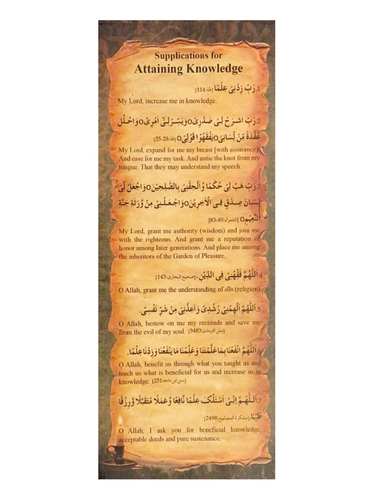 Husool e Ilm Ki Duaein Card | PDF