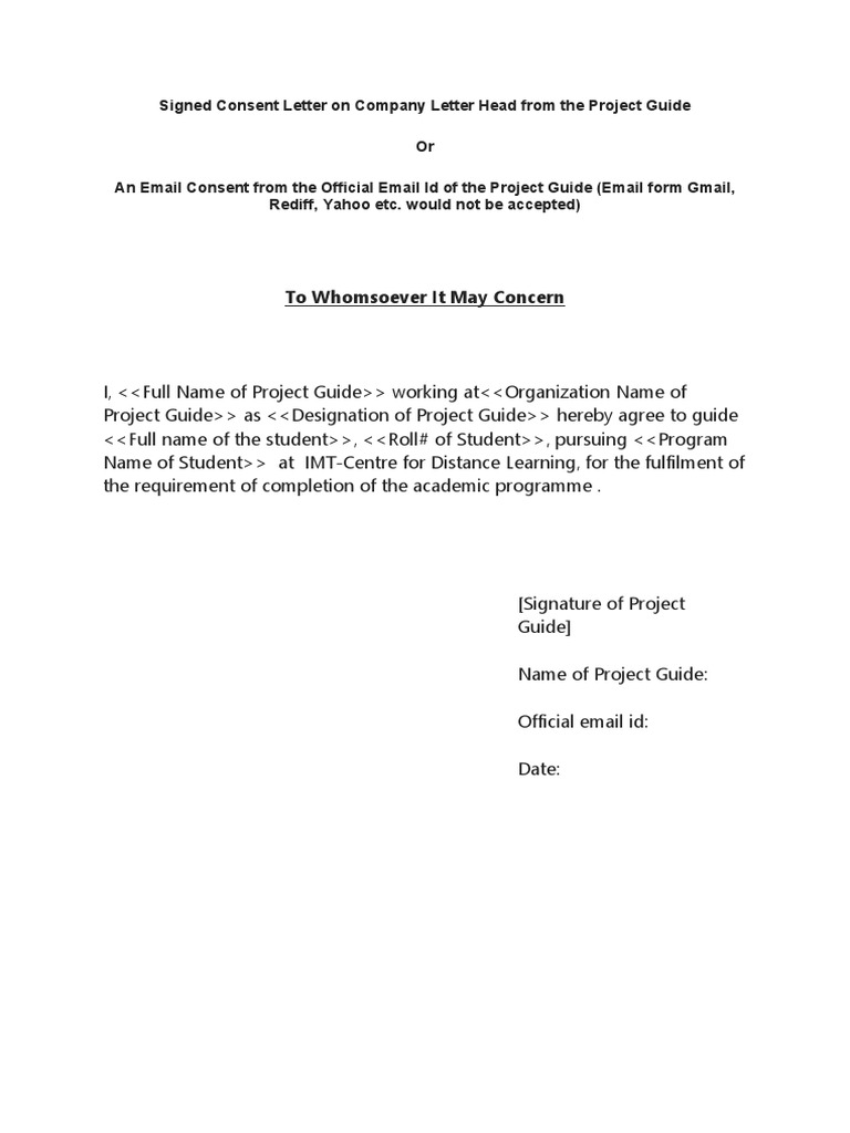 Project Consent Letter | PDF