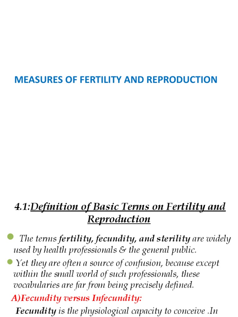Lecture 4. MEASURES OF FERTILITY AND REPRODUCTION | PDF | Total ...